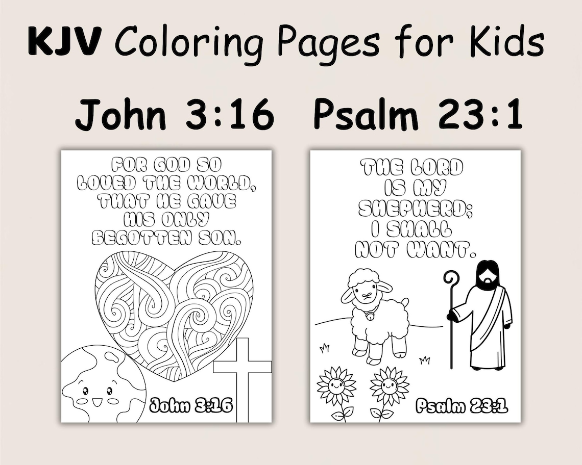 10 KJV Bible Verse Coloring Pages for Kids - Sunday School, Church ...