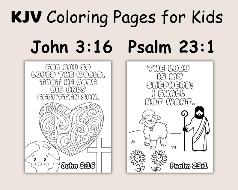 10 KJV Bible Verse Coloring Pages for Kids - Sunday School, Church ...