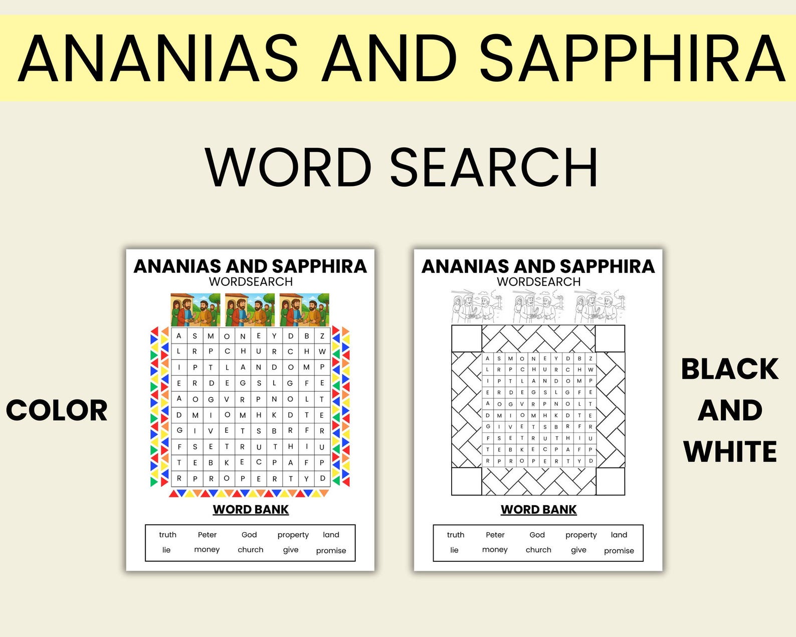 Ananias and Sapphira Bible Puzzle Games - Christian Homeschool ...