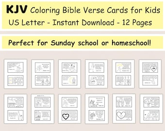 KJV Bible Verse Coloring Cards for Kids, Sunday School & Homeschool ...