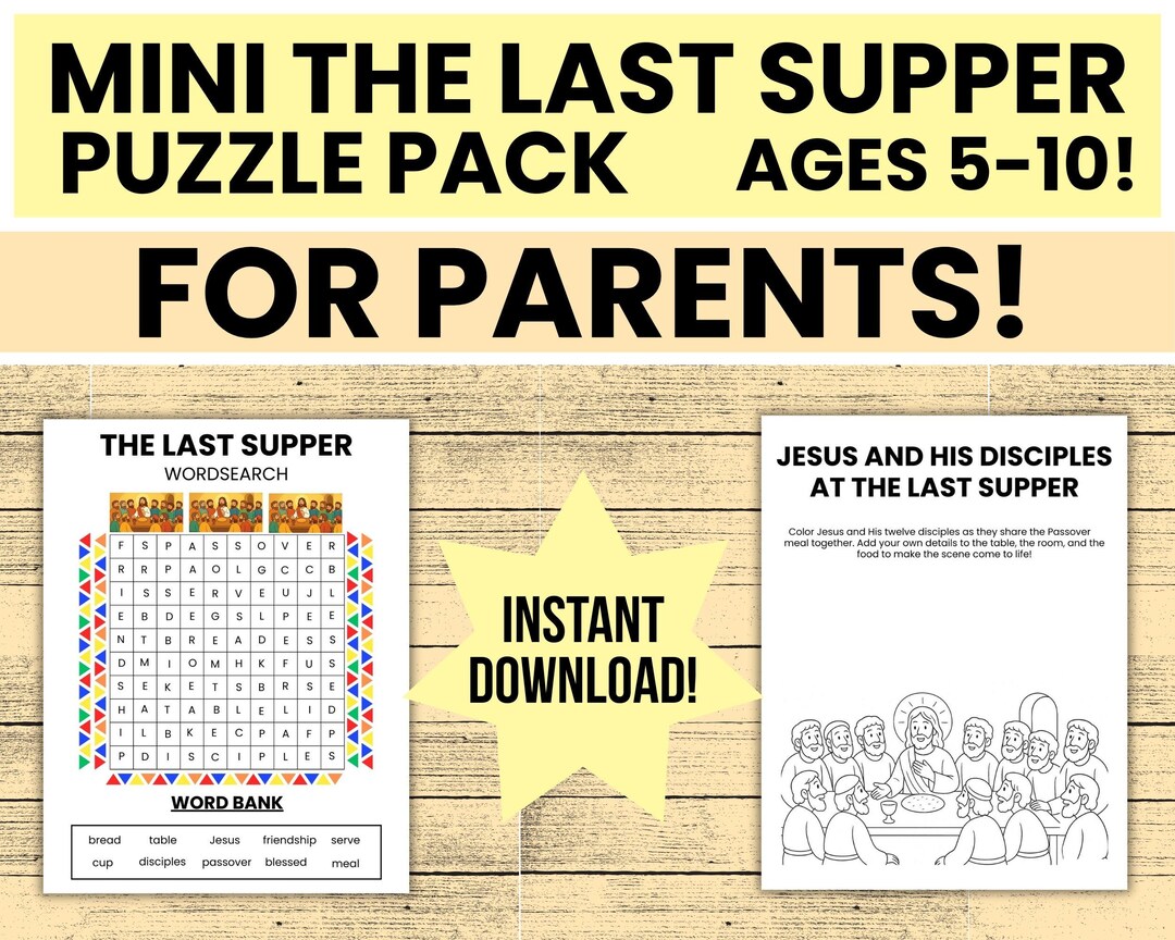 The Last Supper Bible Activity for Kids - Christian Word Search ...