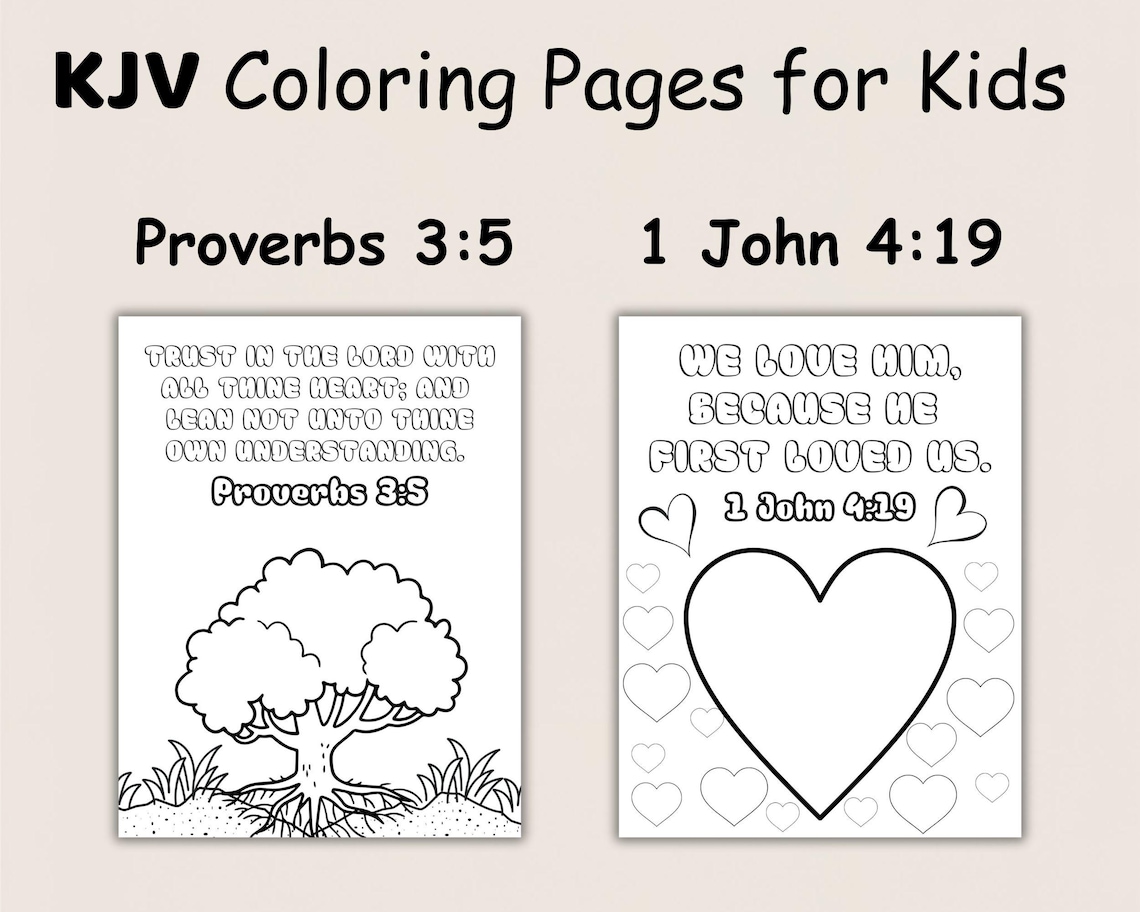 10 KJV Bible Verse Coloring Pages for Kids - Sunday School, Church ...