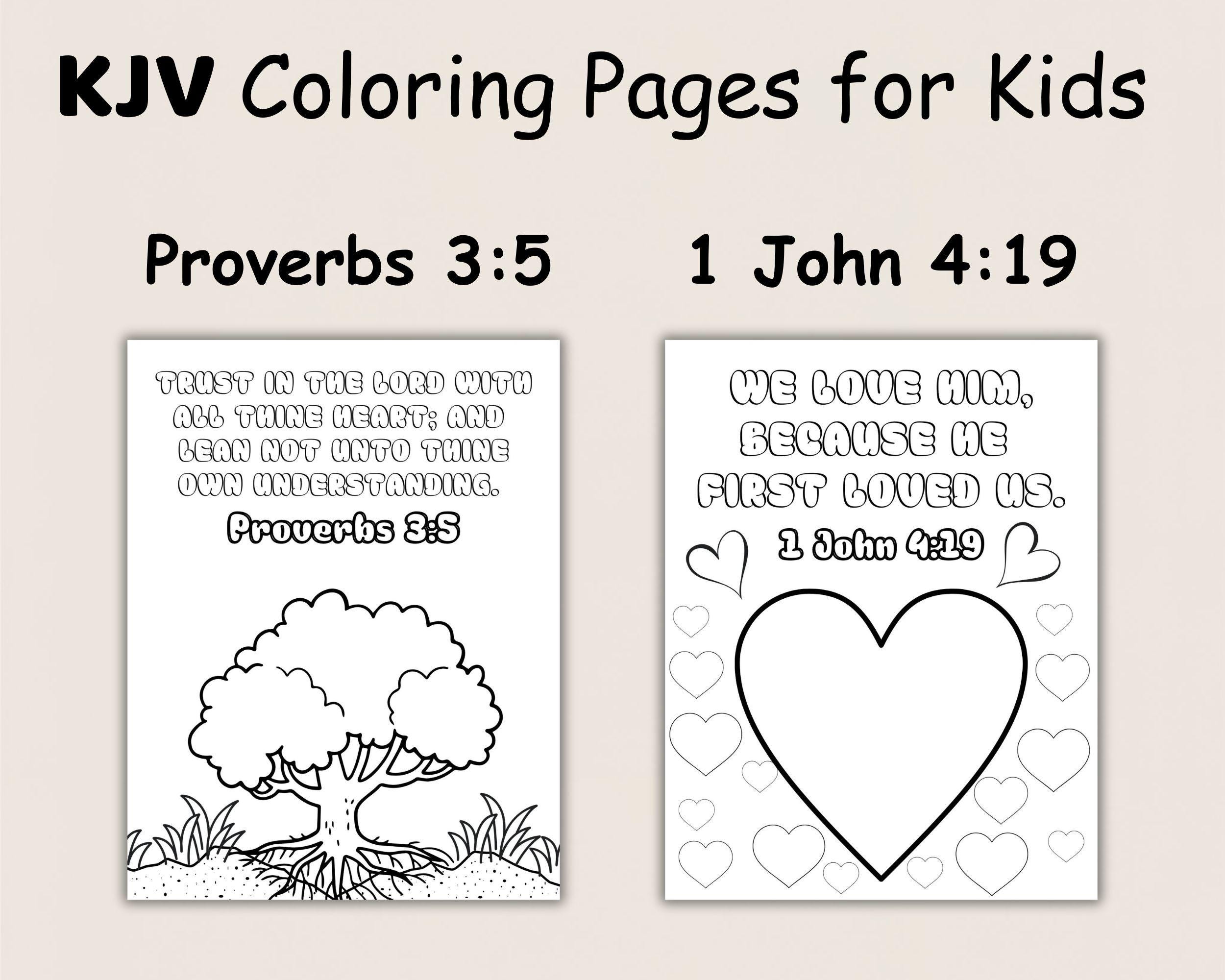 10 KJV Bible Verse Coloring Pages for Kids - Sunday School, Church ...