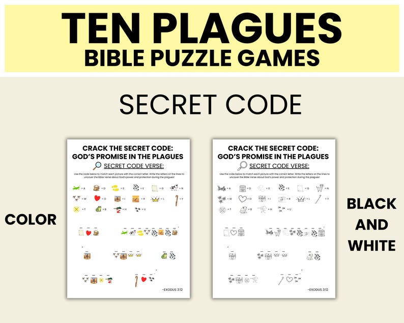 Ten Plagues Bible Activity Pack for Sunday School - Printable Games ...
