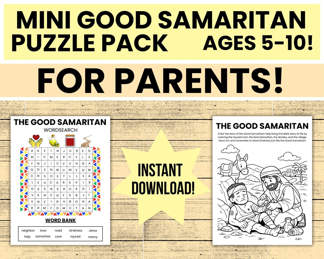 Good Samaritan Bible Puzzle Pack for Kids - Christian Activity Pages ...
