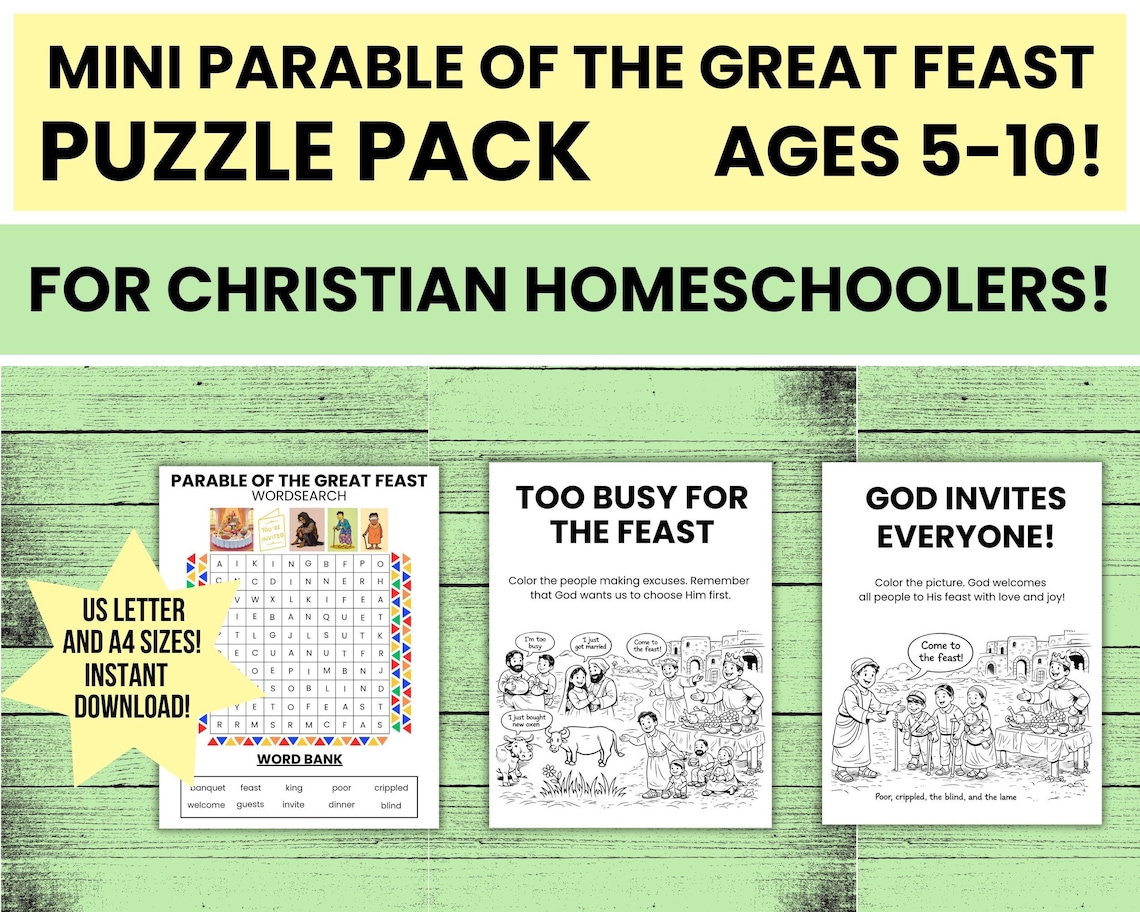 Parable of the Great Banquet Homeschool Bible Printable - Christian ...