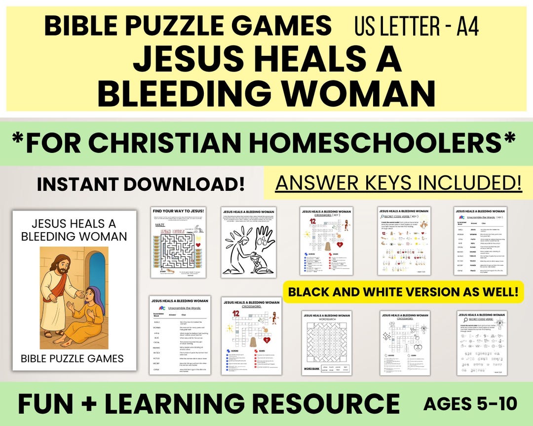 Jesus Heals a Bleeding Woman Homeschool Printable - Christian Bible ...