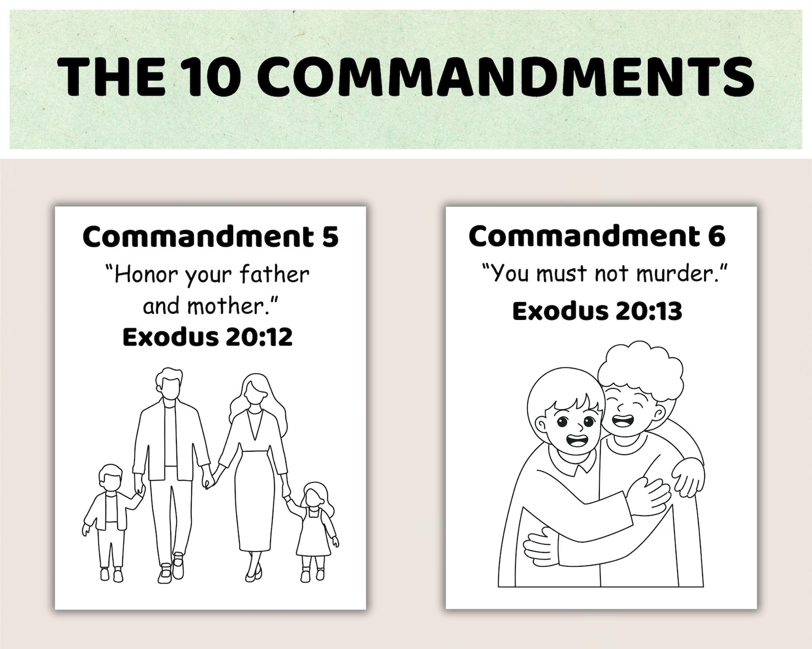 10 Commandments Kids Coloring Page & Fill in the Blanks for Sunday ...