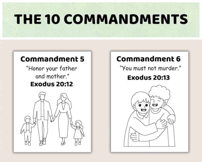 10 Commandments Kids Coloring Page & Fill in the Blanks for Sunday ...