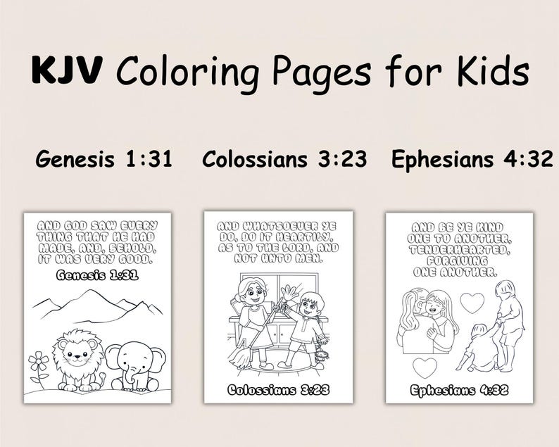 20 KJV Bible Verse Coloring Pages for Kids, Sunday School & Homeschool ...