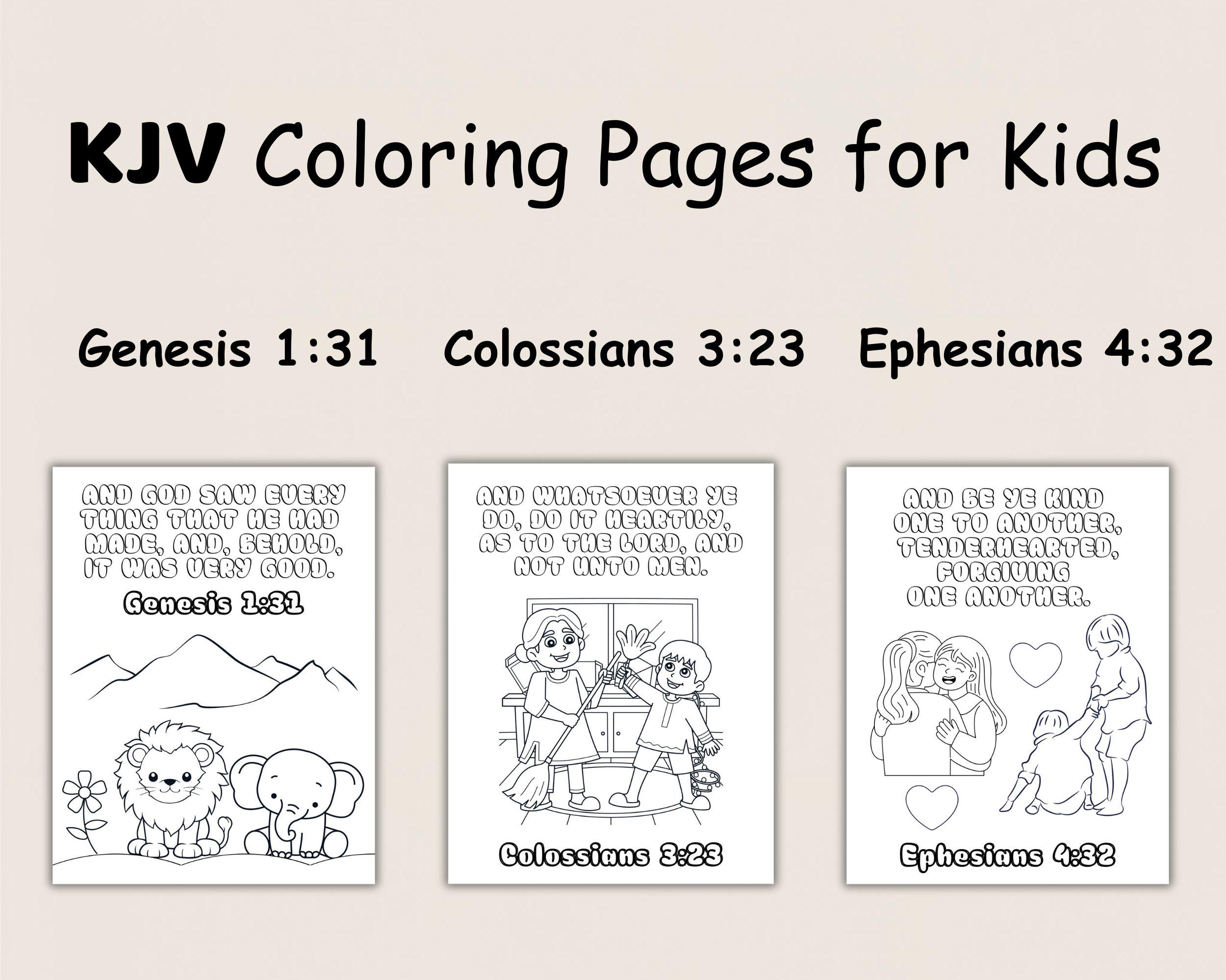 20 KJV Bible Verse Coloring Pages for Kids, Sunday School & Homeschool ...