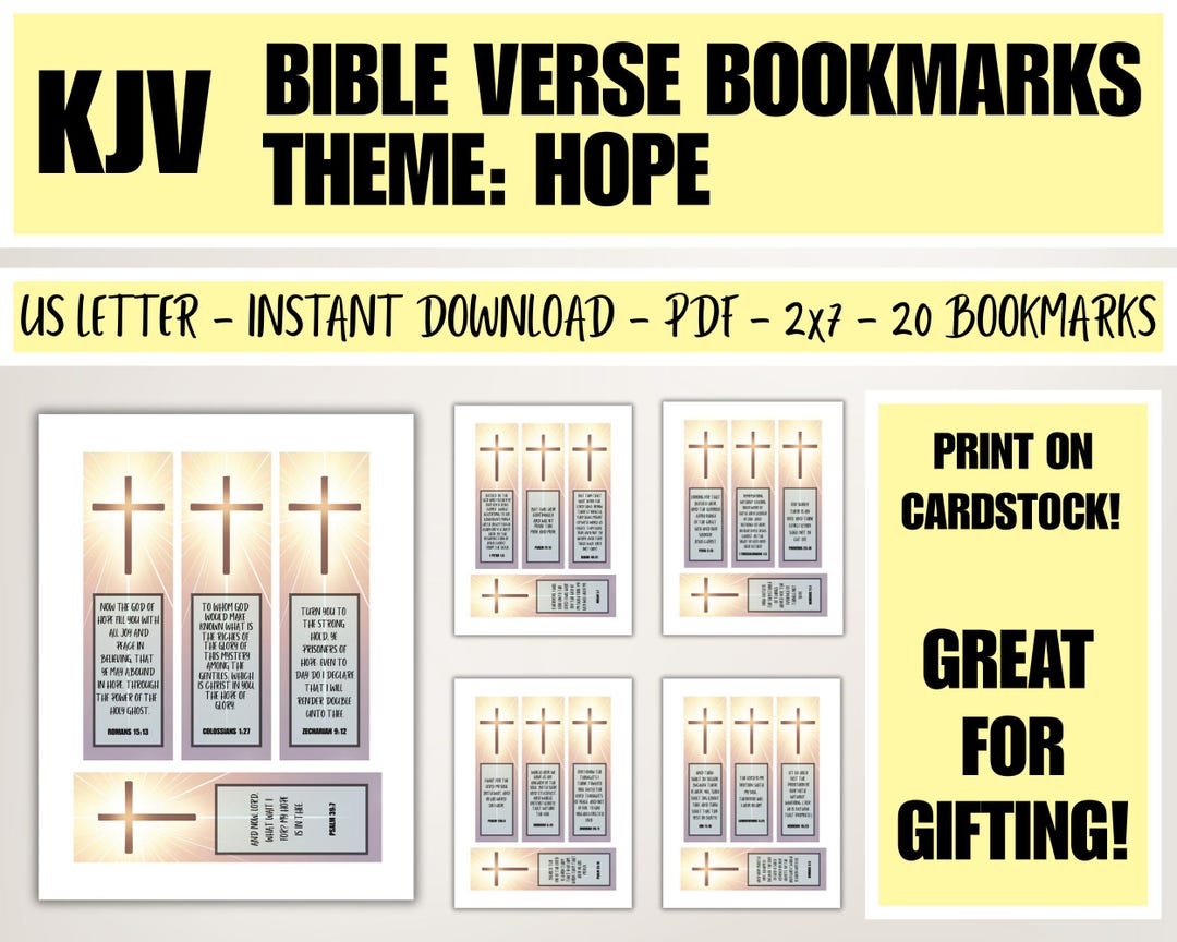 KJV Bible Verse Bookmarks Set of 20 - Hope Scripture Gift for Men ...