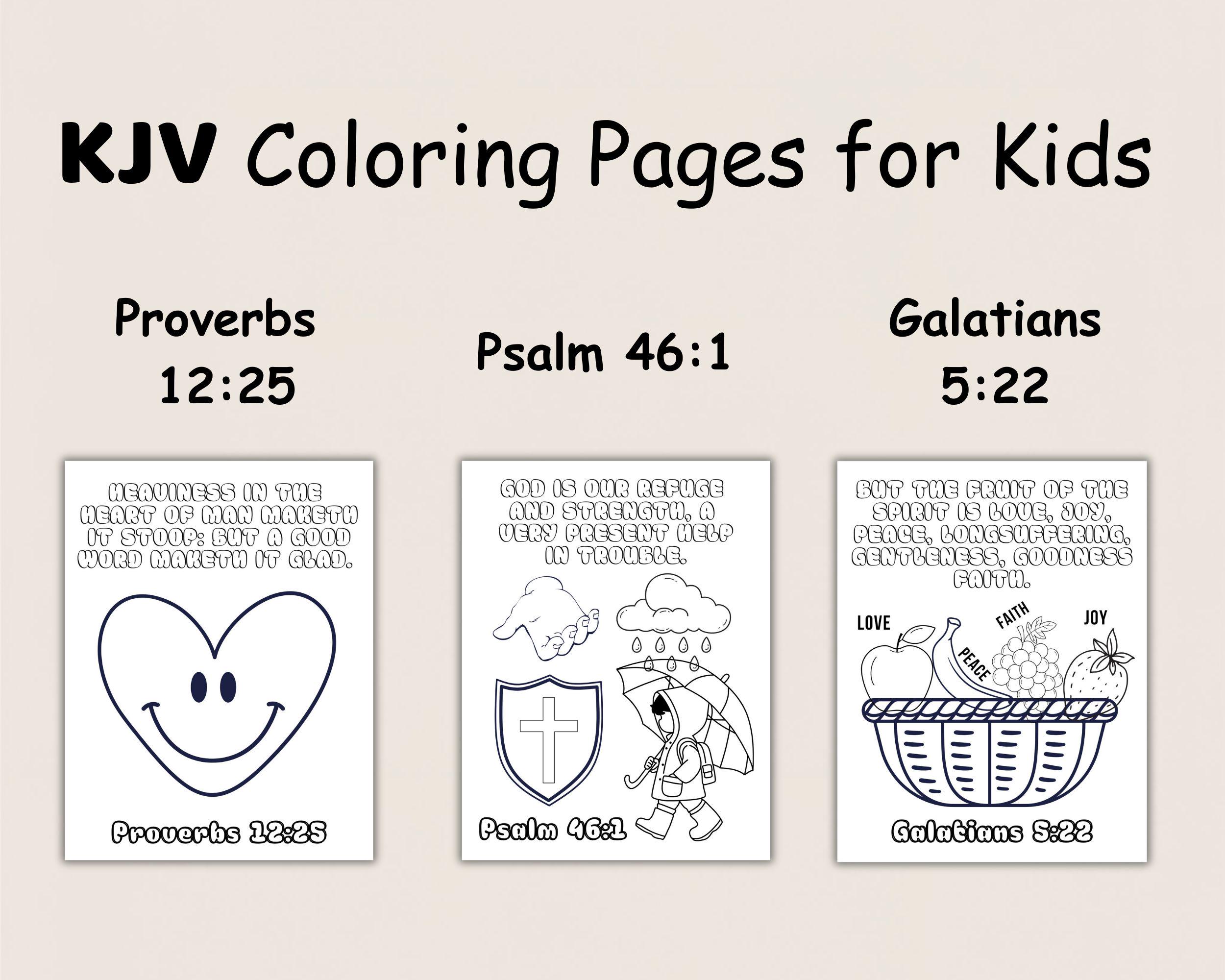 20 KJV Bible Verse Coloring Pages for Kids, Sunday School & Homeschool ...
