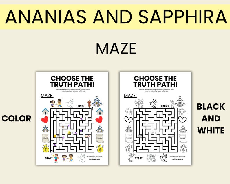 Ananias and Sapphira Bible Puzzle Games - Christian Homeschool ...
