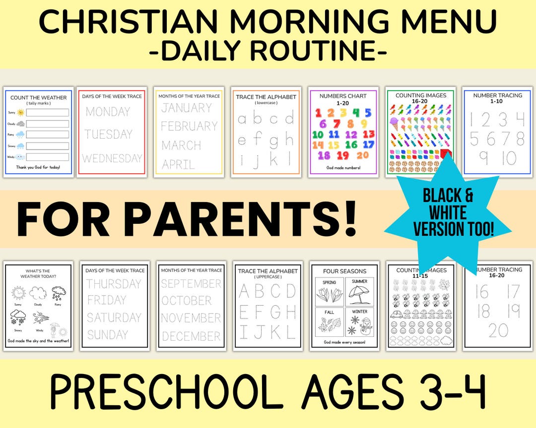 Christian Morning Menu Daily Routine for Preschool - Bible Learning ...