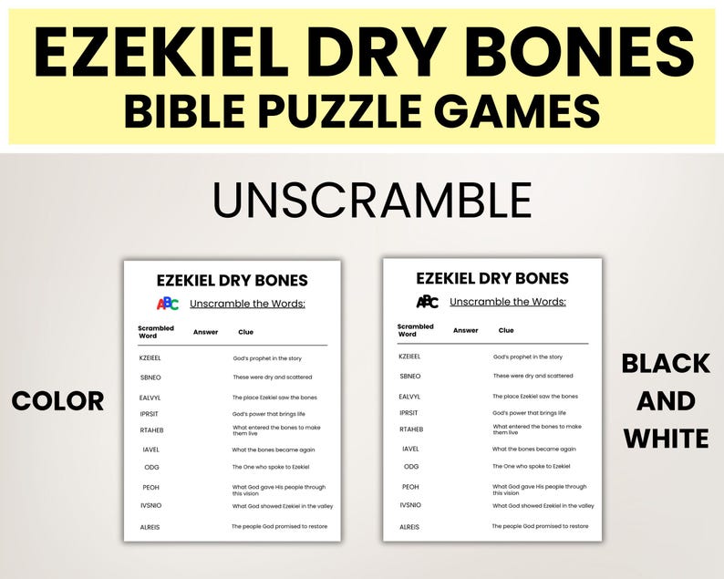 Ezekiel Dry Bones Sunday School Bible Activities for Kids - Christian ...