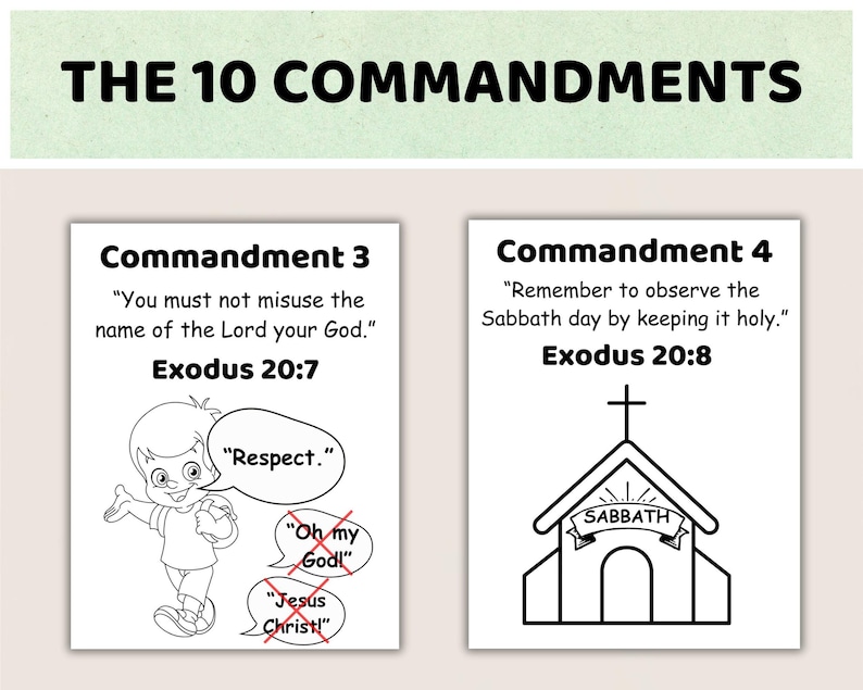 10 Commandments Kids Coloring Page & Fill in the Blanks for Sunday ...