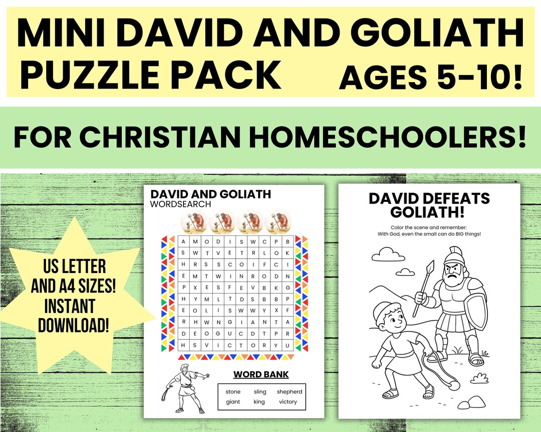 David and Goliath Bible Printable for Kids - Christian Homeschool ...