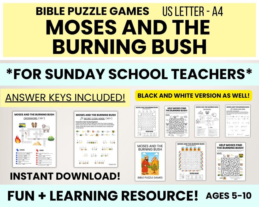 Moses and the Burning Bush Sunday School Games for Church Classroom ...