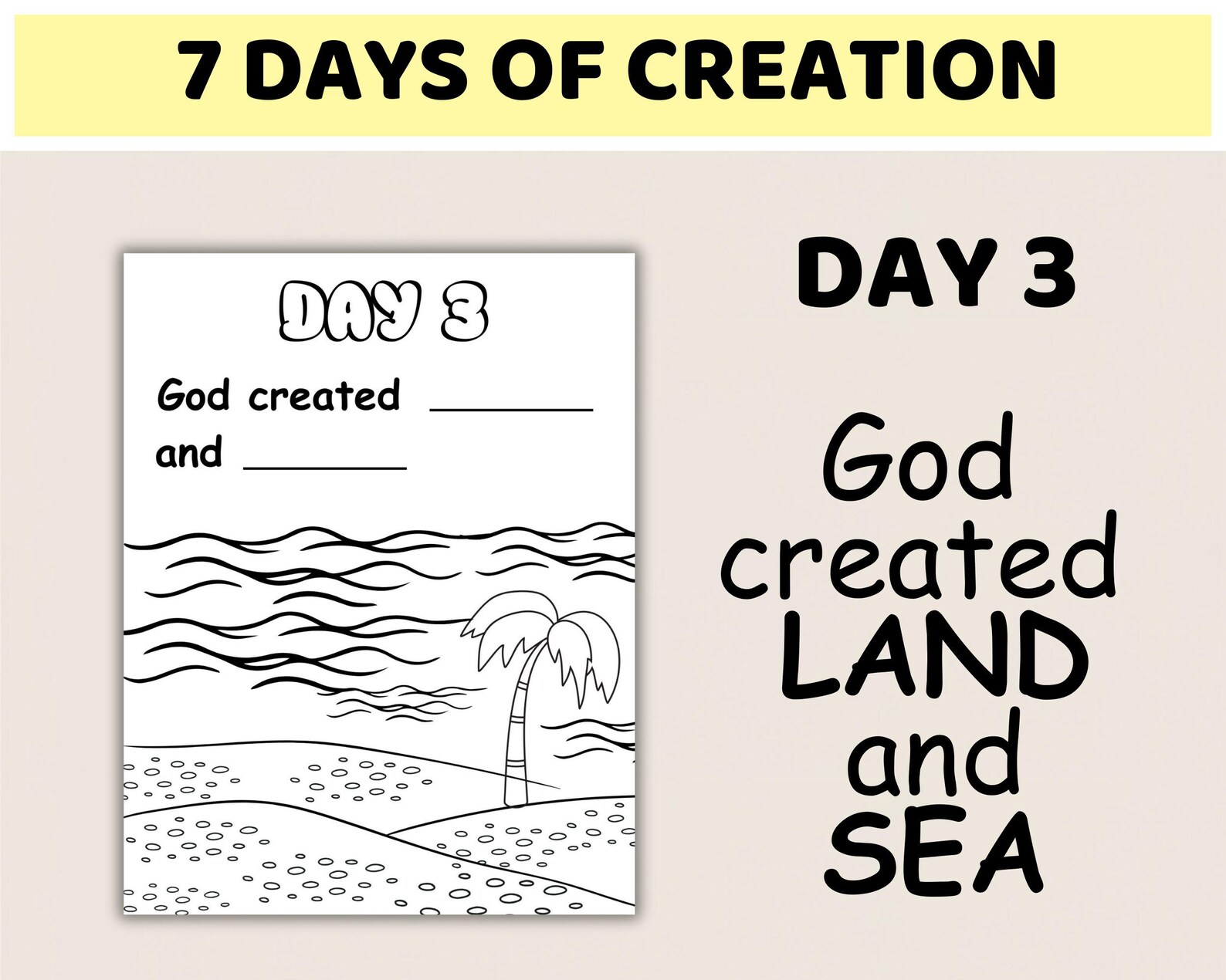 7 Days of Creation Printable Coloring Pages & Fill-in-the-blanks for ...