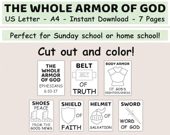 Ephesians 6 Armor of God Printable | Bible Craft for Kids | Sunday ...