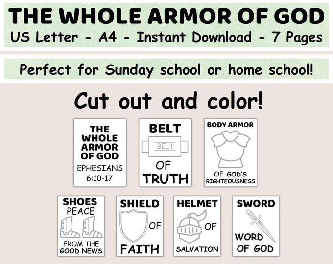 Armor of God Craft, Bible Story Printable, Ephesians 6, Homeschool ...