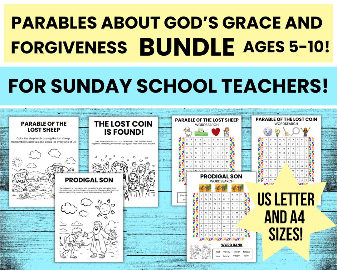 Bible Parables Puzzle Pack for Sunday School - Lost Sheep, Lost Coin ...