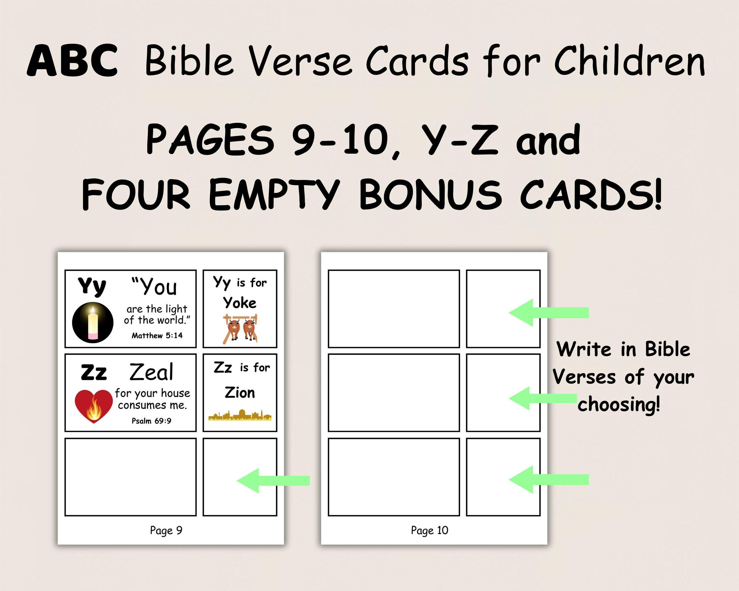 ABC Bible Verse Cards for Children, Printable Download, Christian ...