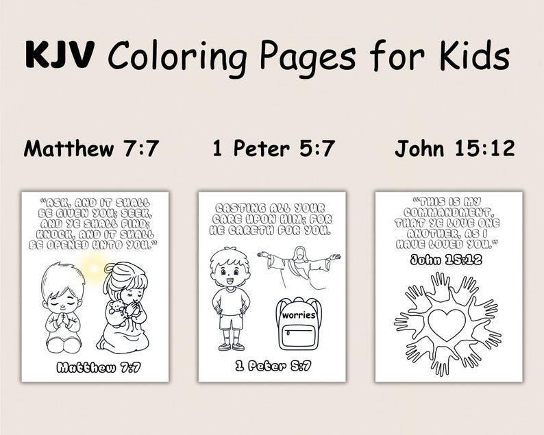 20 KJV Bible Verse Coloring Pages for Kids, Sunday School & Homeschool ...