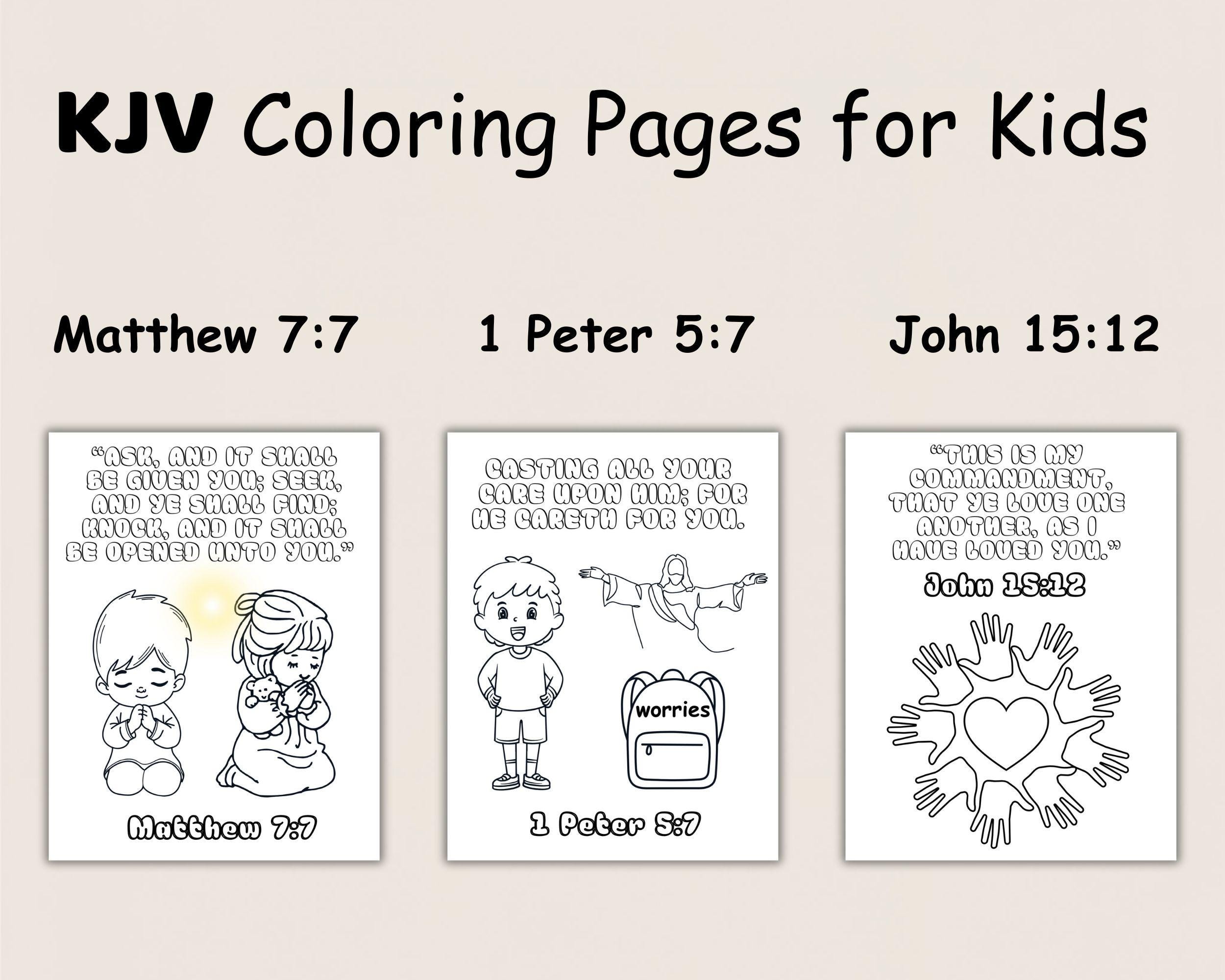 20 KJV Bible Verse Coloring Pages for Kids, Sunday School & Homeschool ...