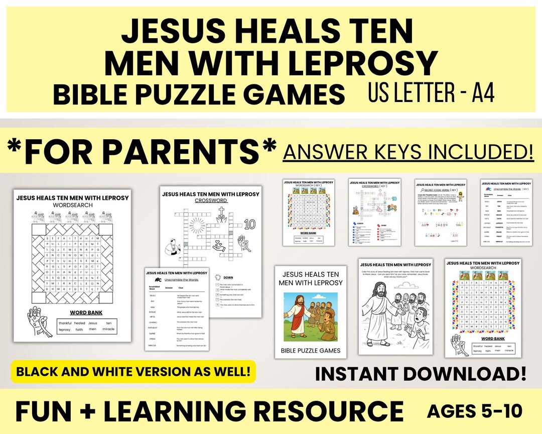 Jesus Heals Ten Men With Leprosy Bible Puzzle Games for Kids - Fun ...