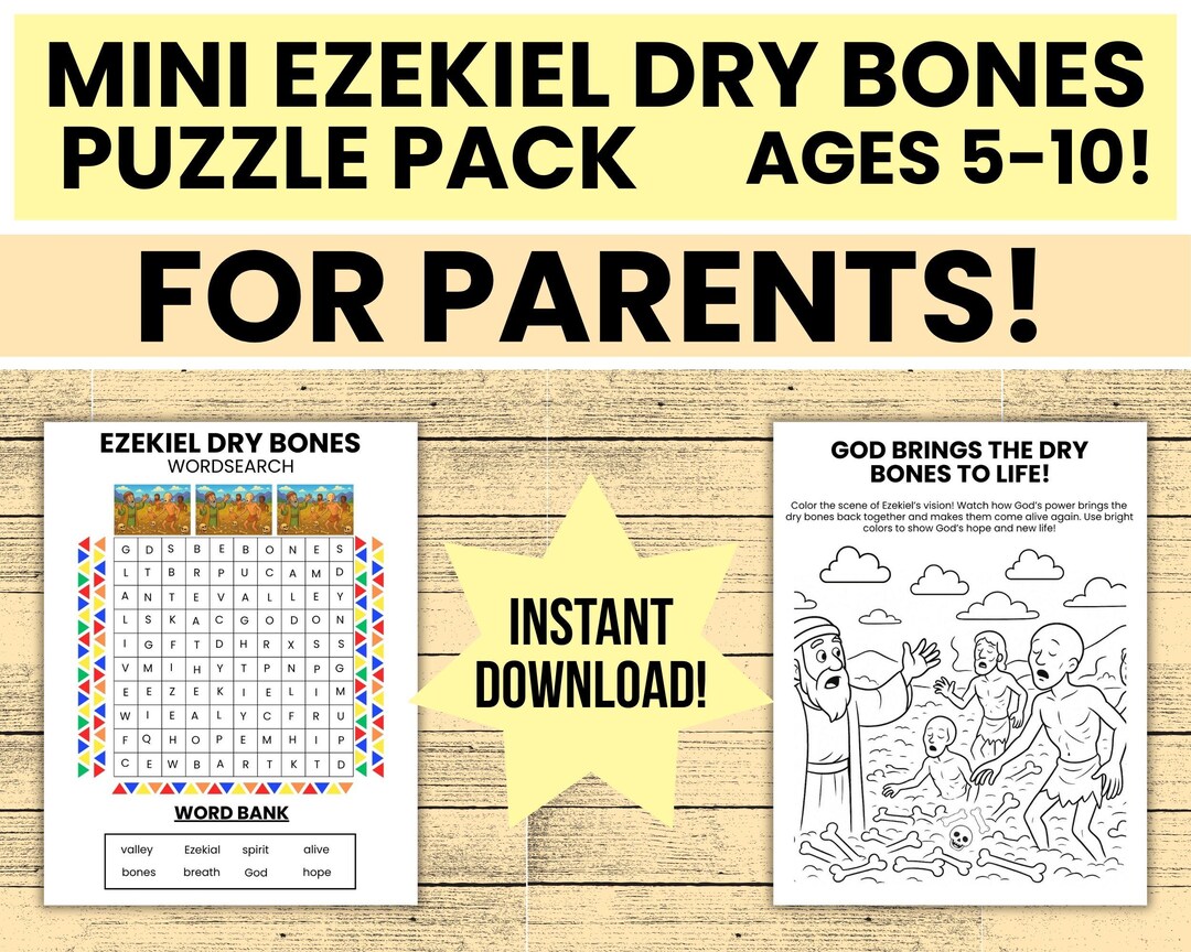 Ezekiel Dry Bones Bible Activity for Kids - Christian Coloring & Word ...