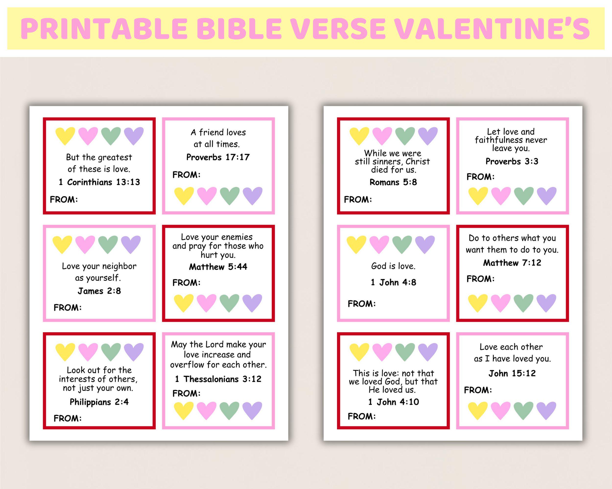 Bible Verse Valentine's Day Cards for Kids, Classroom Party Cards ...