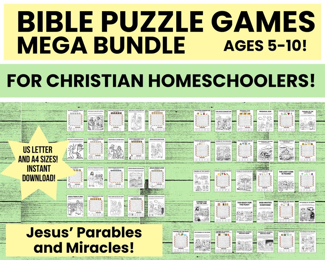 Christian Homeschool Jesus Parables and Miracles Bible Puzzle Games ...