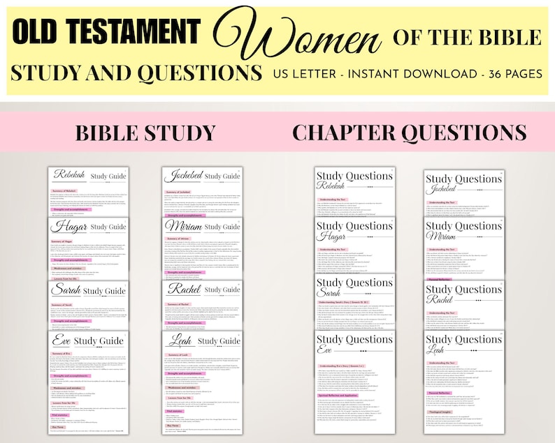 Women of the Bible Study PDF Old Testament Bible Study Questions for ...