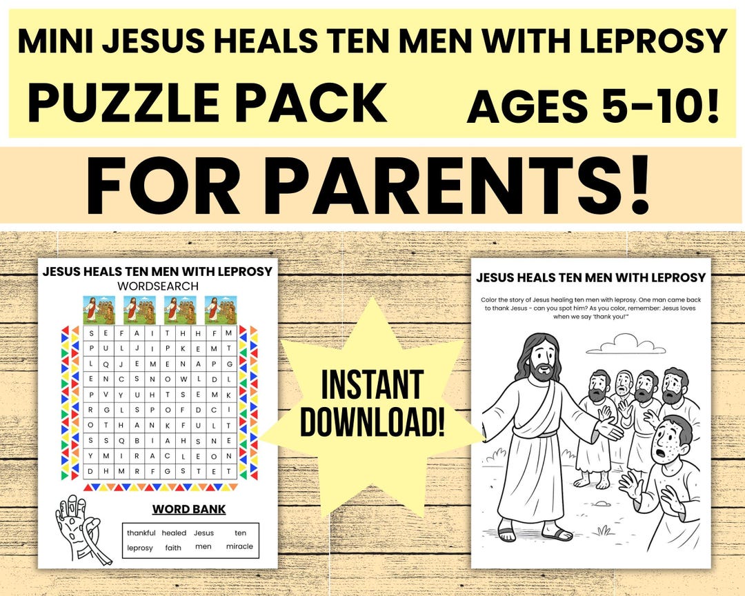 Jesus Heals Ten Lepers Bible Puzzle for Kids 5-10 - Christian Activity ...