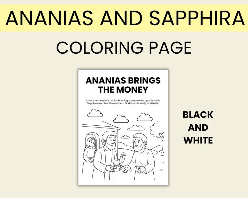 Ananias and Sapphira Bible Puzzle Games for Kids - Christian Activities ...