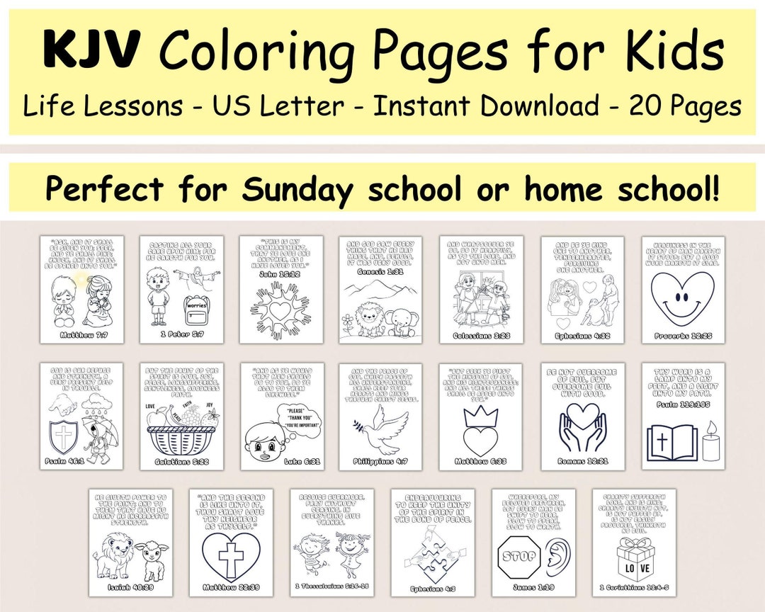 20 KJV Bible Verse Coloring Pages for Kids, Sunday School & Homeschool ...