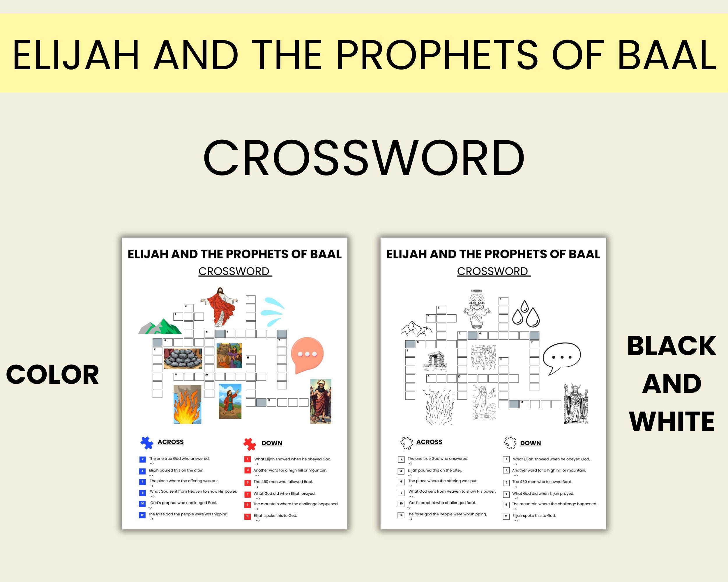 Elijah and the Prophets of Baal Homeschool Bible Worksheets - Kids ...