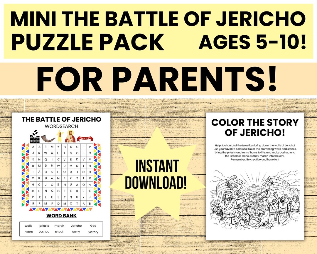 Battle of Jericho Bible Activity for Kids - Christian Coloring & Word ...