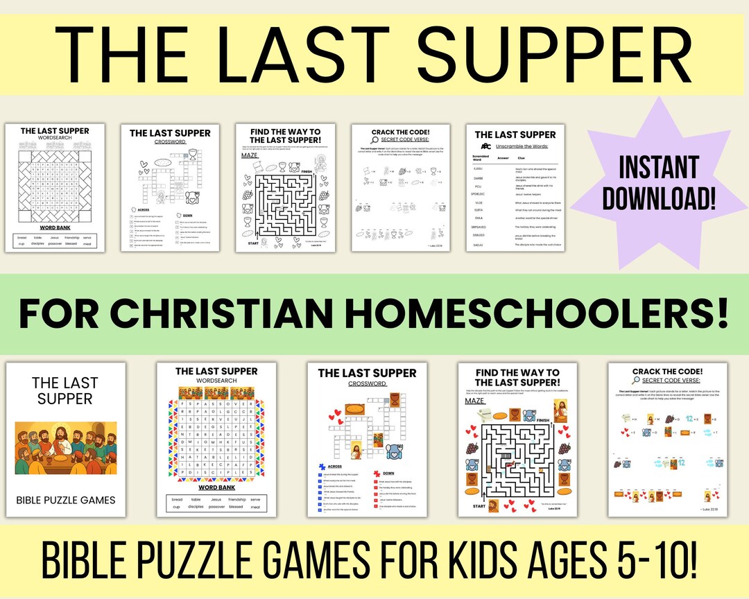 The Last Supper Bible Puzzle Games for Homeschool - Christian ...