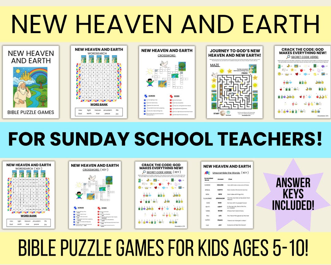 New Heaven and Earth Bible Puzzle Games for Sunday School - Christian ...