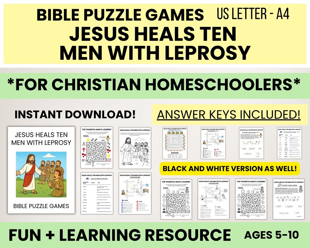 Jesus Heals Ten Men With Leprosy Bible Puzzle Games - Christian ...
