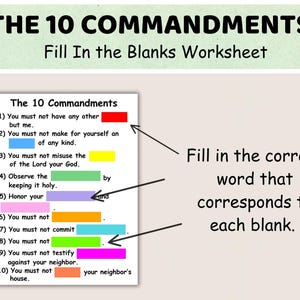 10 Commandments Kids Coloring Page & Fill in the Blanks for Sunday ...