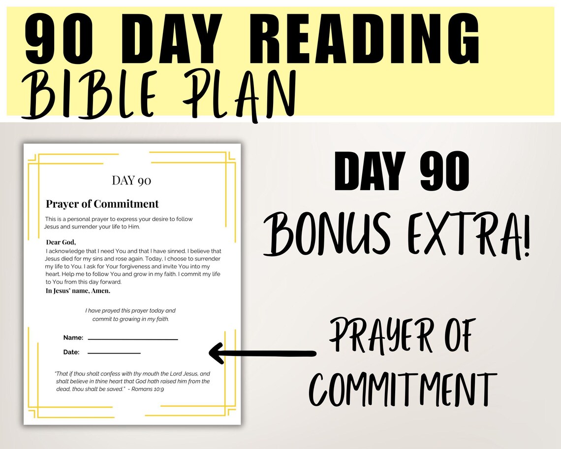 90 Day Bible Reading Plan PDF - Printable Bible Study Tool, Church ...