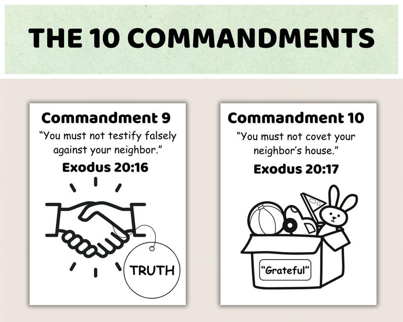 10 Commandments Kids Coloring Page & Fill in the Blanks for Sunday ...