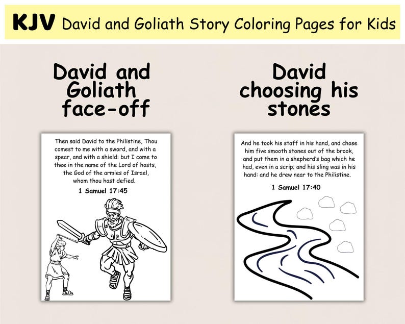 David and Goliath, KJV Coloring Pages for Kids, Bible Story Coloring ...