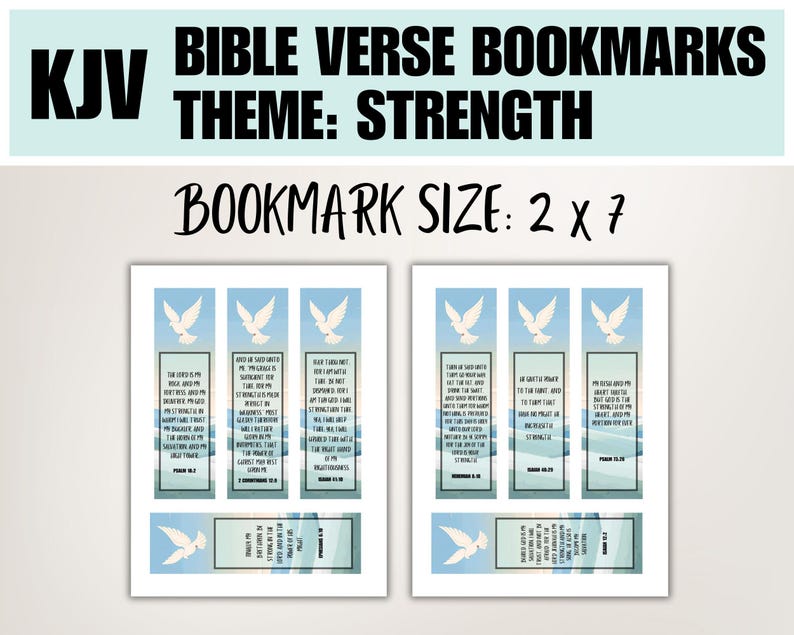 KJV Bible Verse Bookmarks Set of 20 - Strength Scripture Gift for Men, Women, Bible Study, Youth ...