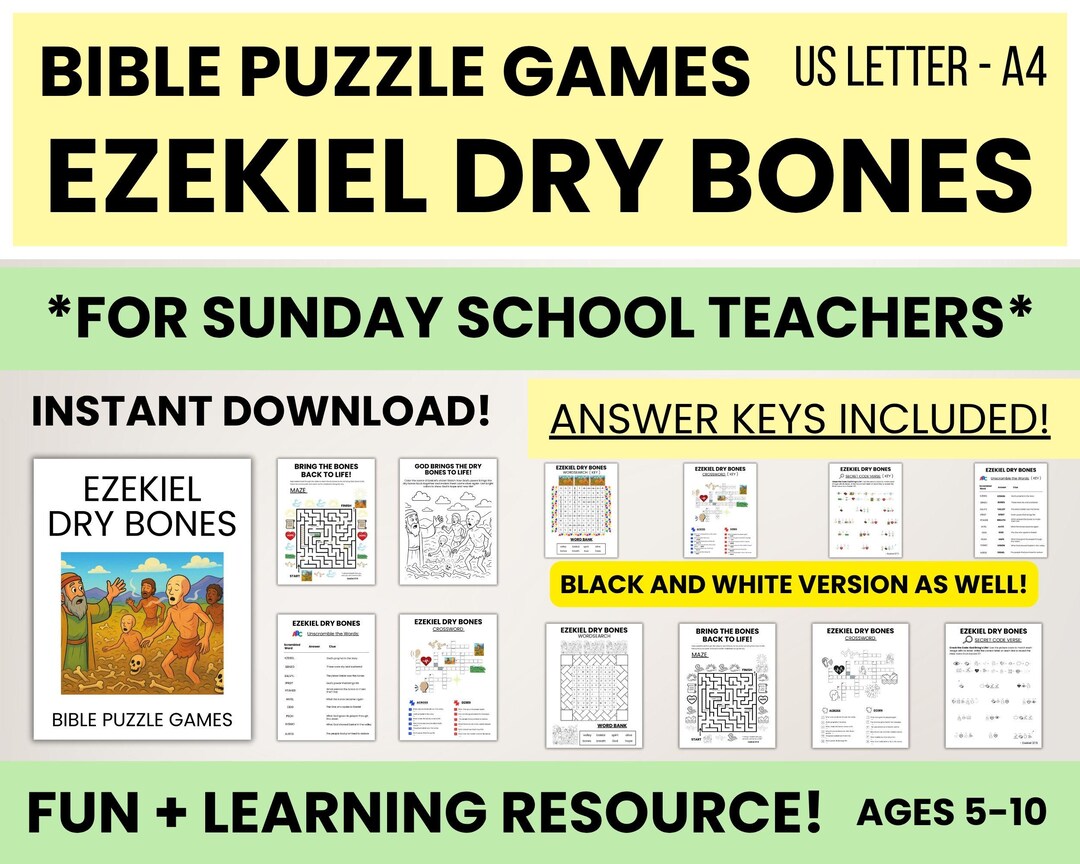Ezekiel Dry Bones Homeschool Bible Learning Pack - Christian Worksheets ...