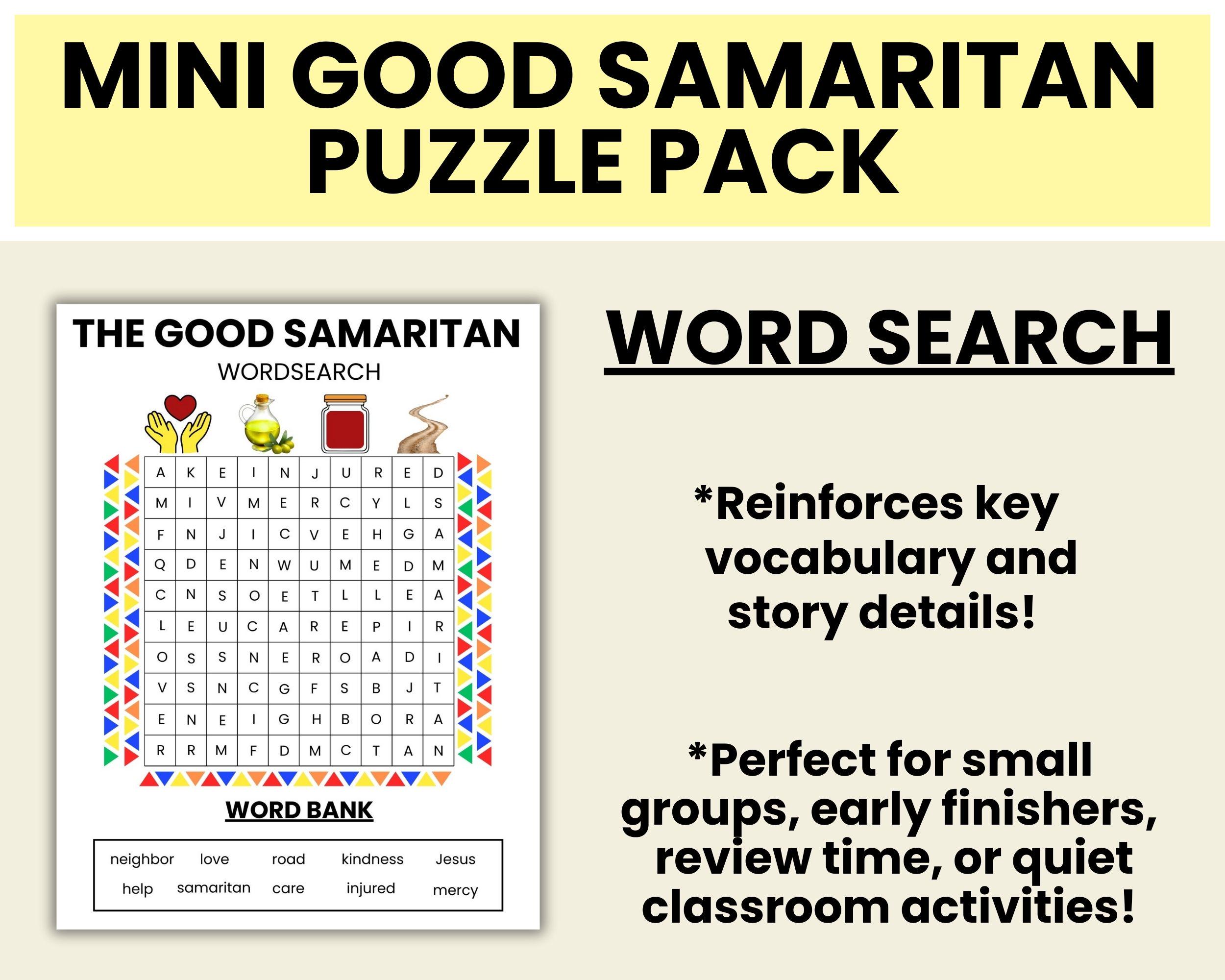 Good Samaritan Bible Activities for Kids - Sunday School Puzzle Pack ...